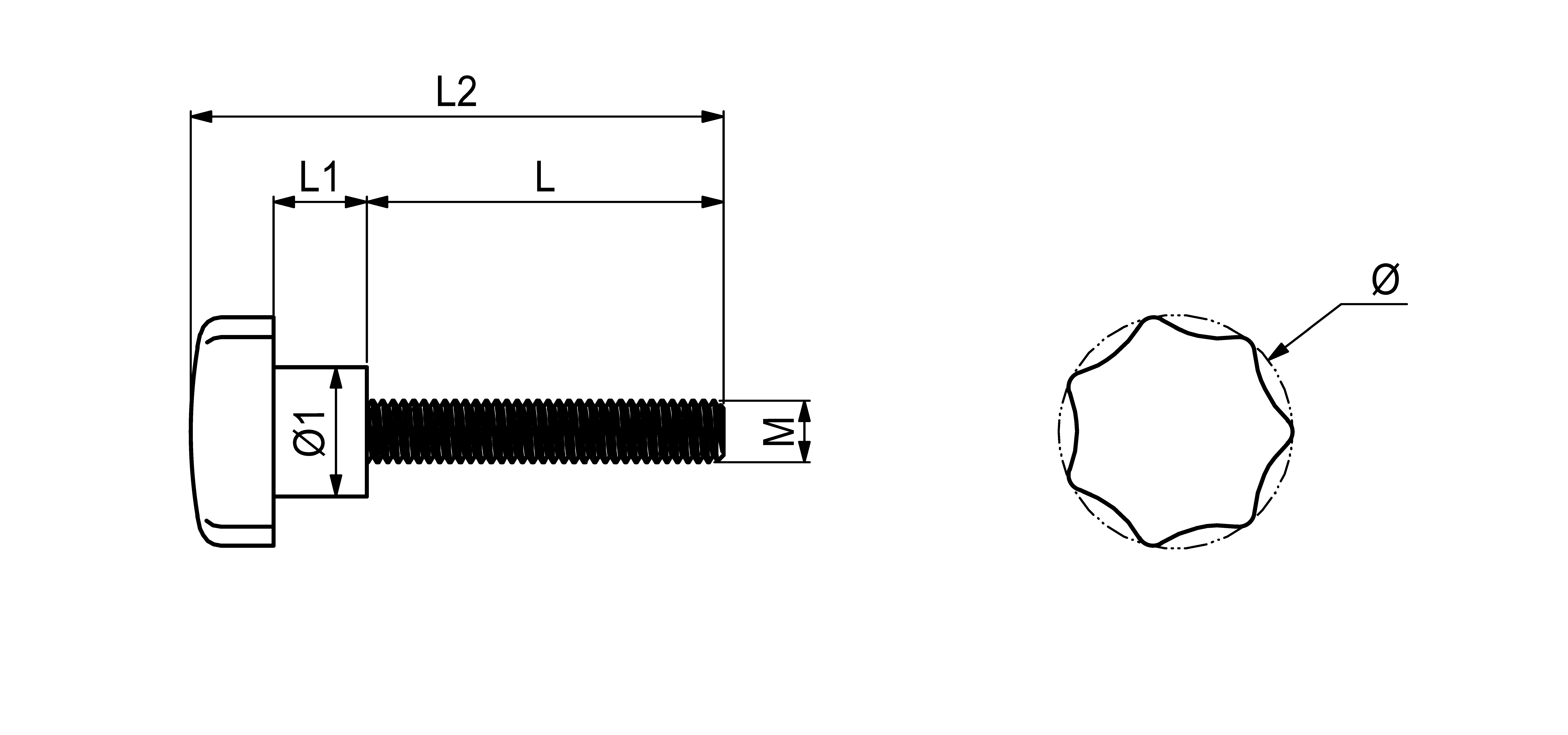 334473, Fingerskrue M6x45xØ25 Other Indfarvet sort | HT Bendix